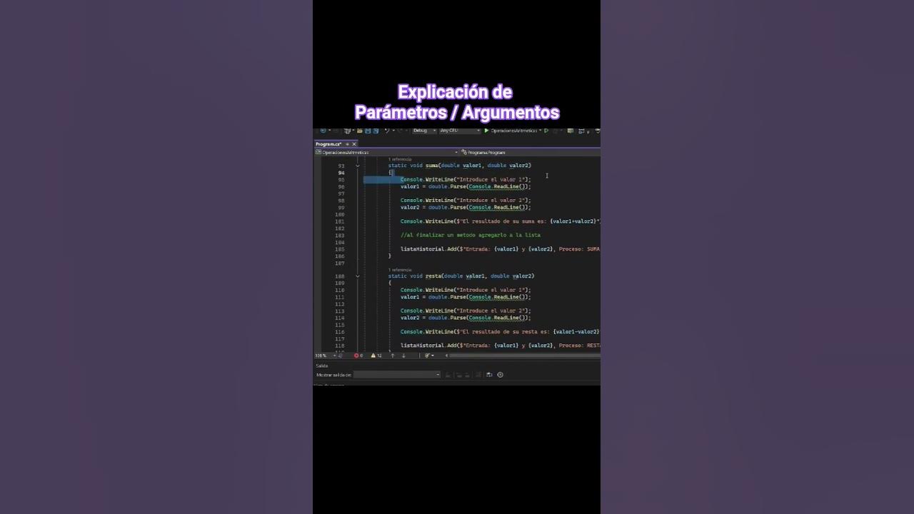 Explicación de los parámetros /argumentos de un método #csharp #programacion #ingenieria #clases ...