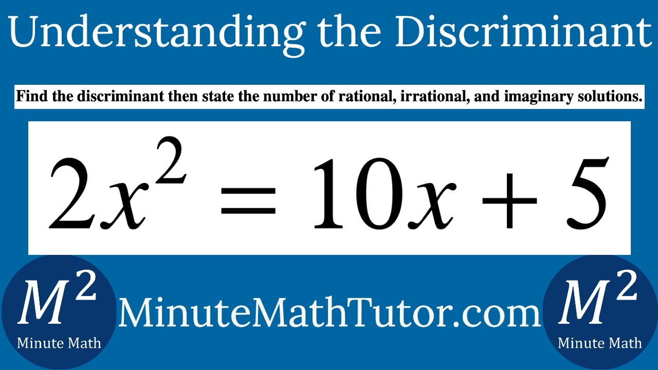 Find The Discriminant Of 2x 2 10x 5 YouTube find-the-discriminant-of-2x-2-10x-5-youtube