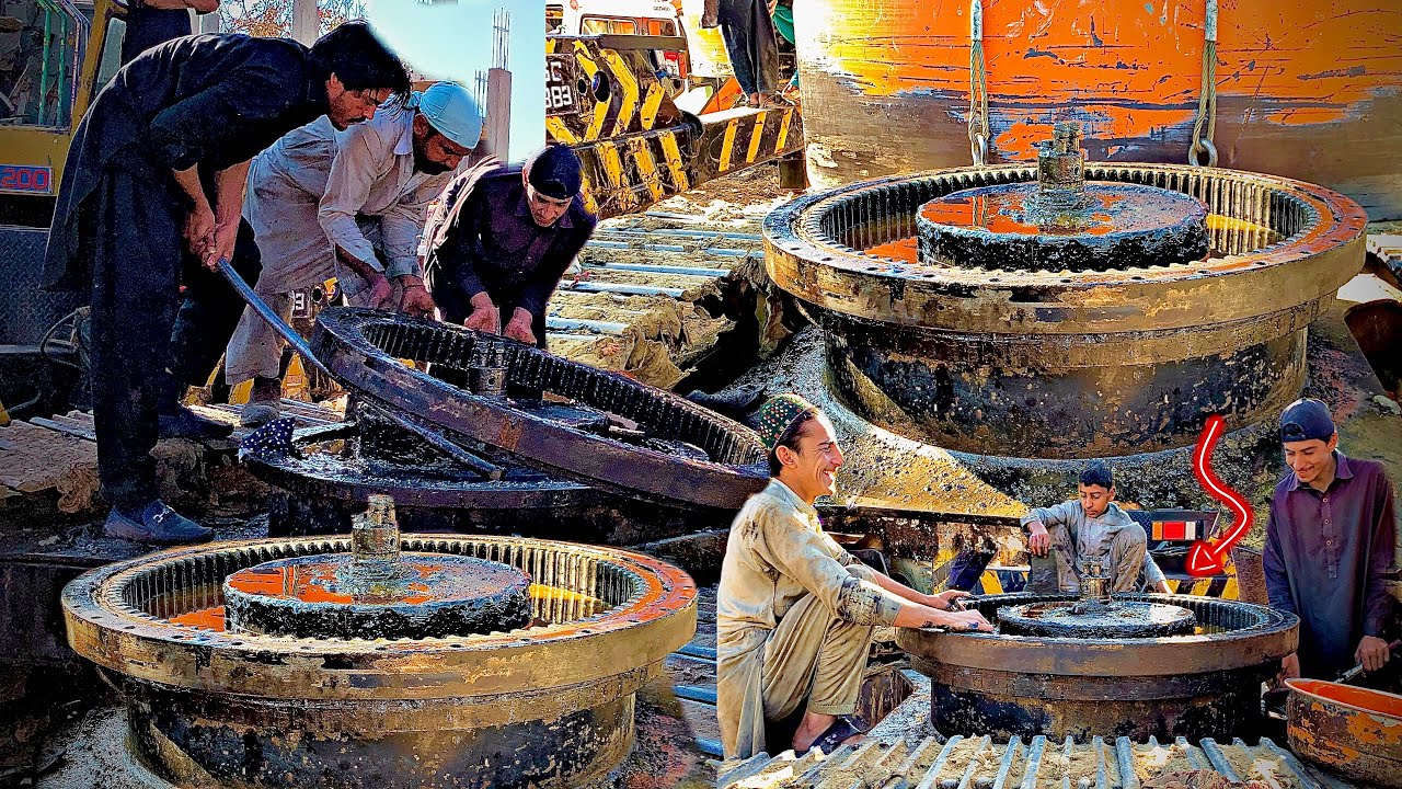 Amazing Repairing process of Excavator Swing Bearing || Rebuilding ...
