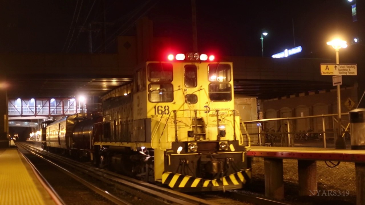 LIRR MP15s 168 and 157 pulling The Sandite train on two different ...