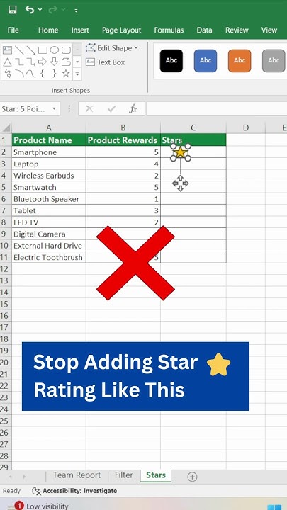 How to Add Five Star Rating in Excel | REPT Formula - YouTube
