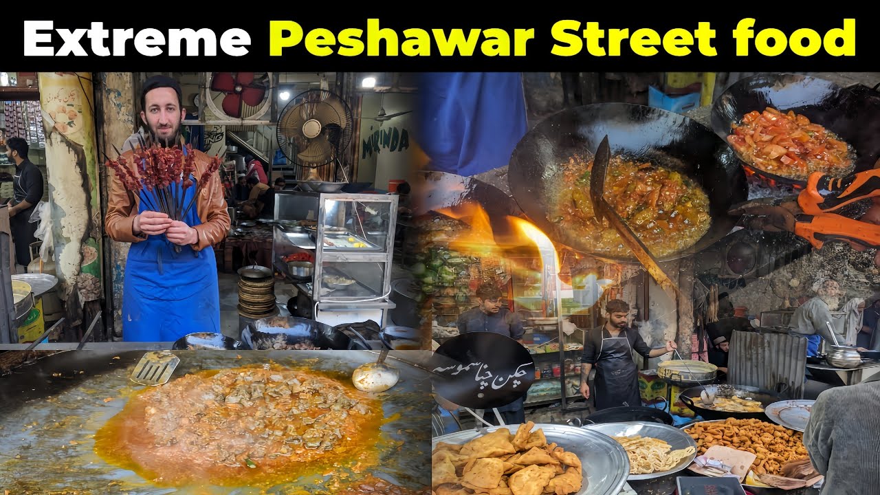 Peshawar Saddar bazar | Tawa Kaleji & Seekh Kabab | Samosa fry & Jalebi ...