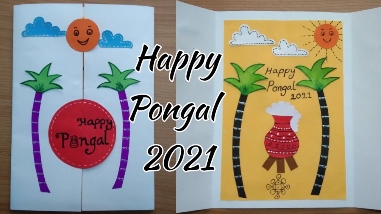Happy pongal 2021| How to make pongal greeting card | DIY greeting card ...