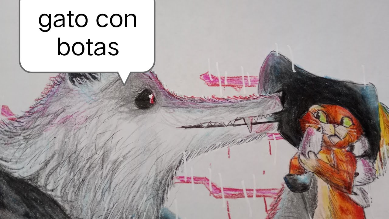 Dibujo del gato con botas (escena con el 🐺) - YouTube