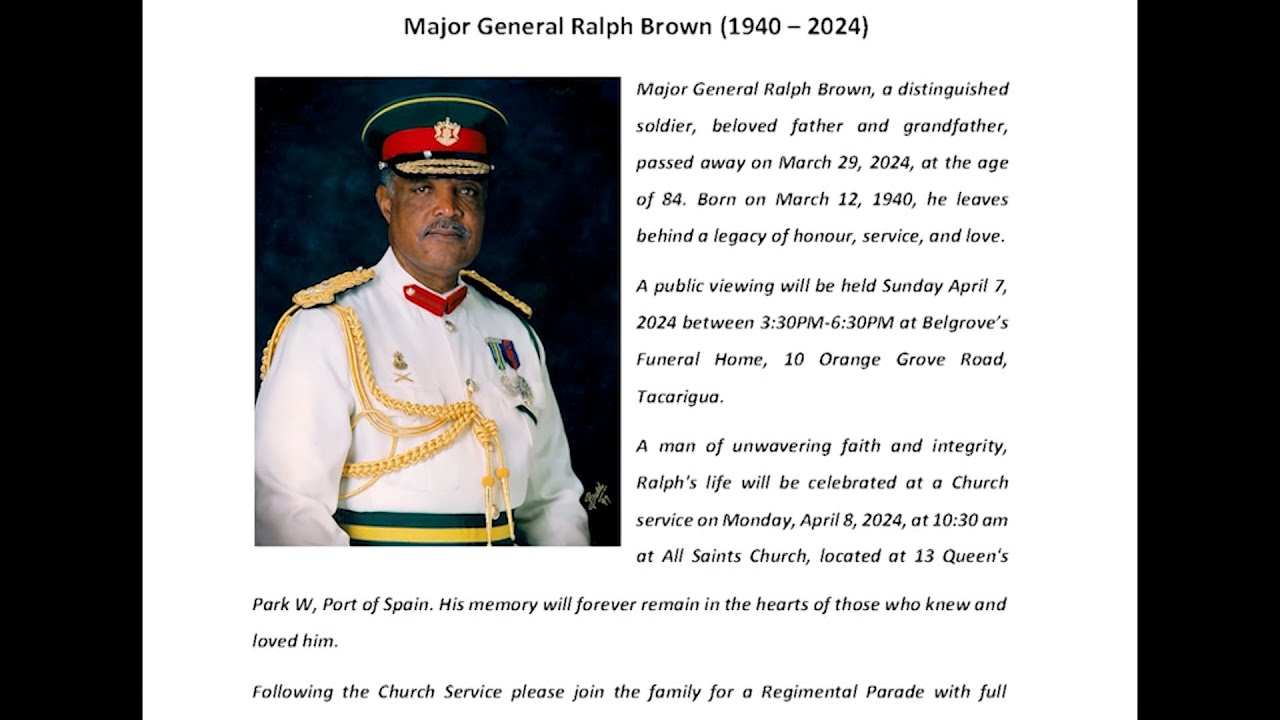 Funeral For Retired Major General Ralph Brown On Monday - YouTube