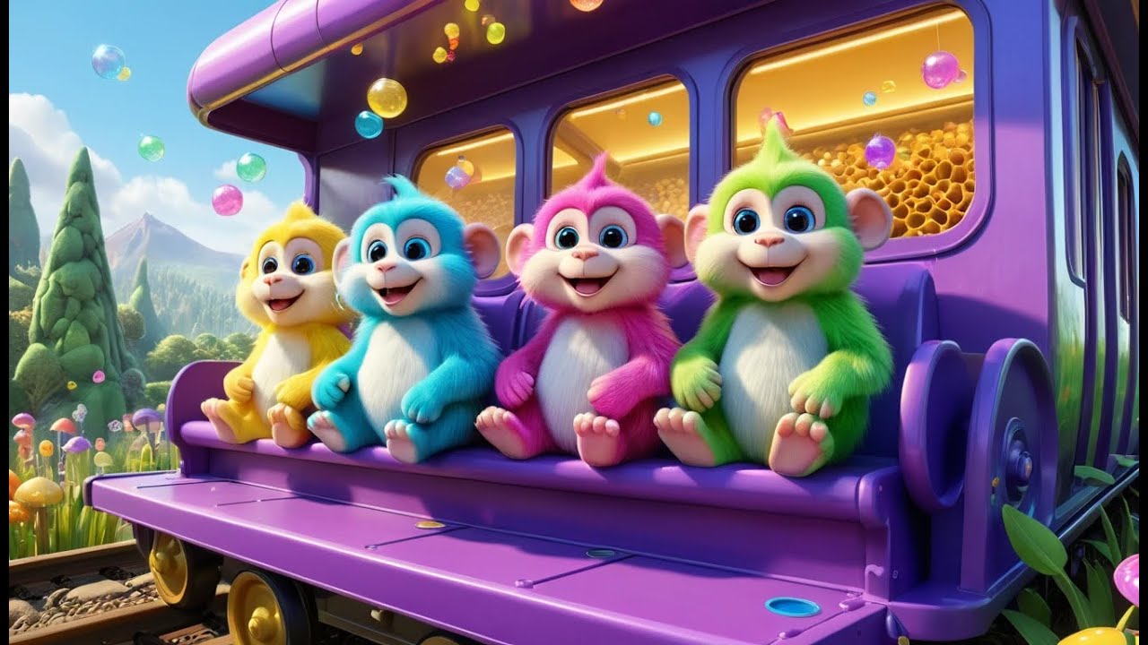 Little Monkeys on a Honey Train | Nursery Rhymes for Kids - YouTube