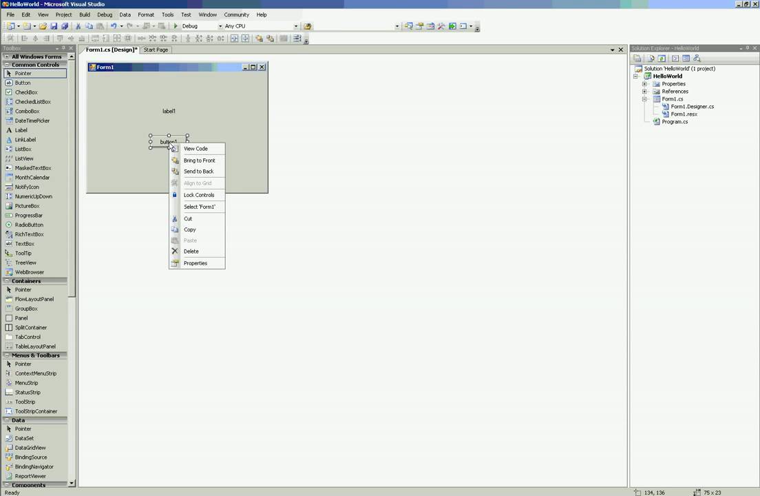 C# Hello World example in Visual Studio 2005 - YouTube