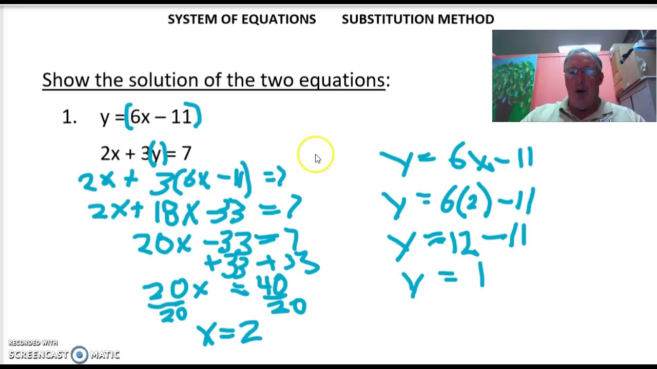 System of Equations Substitution Method - YouTube