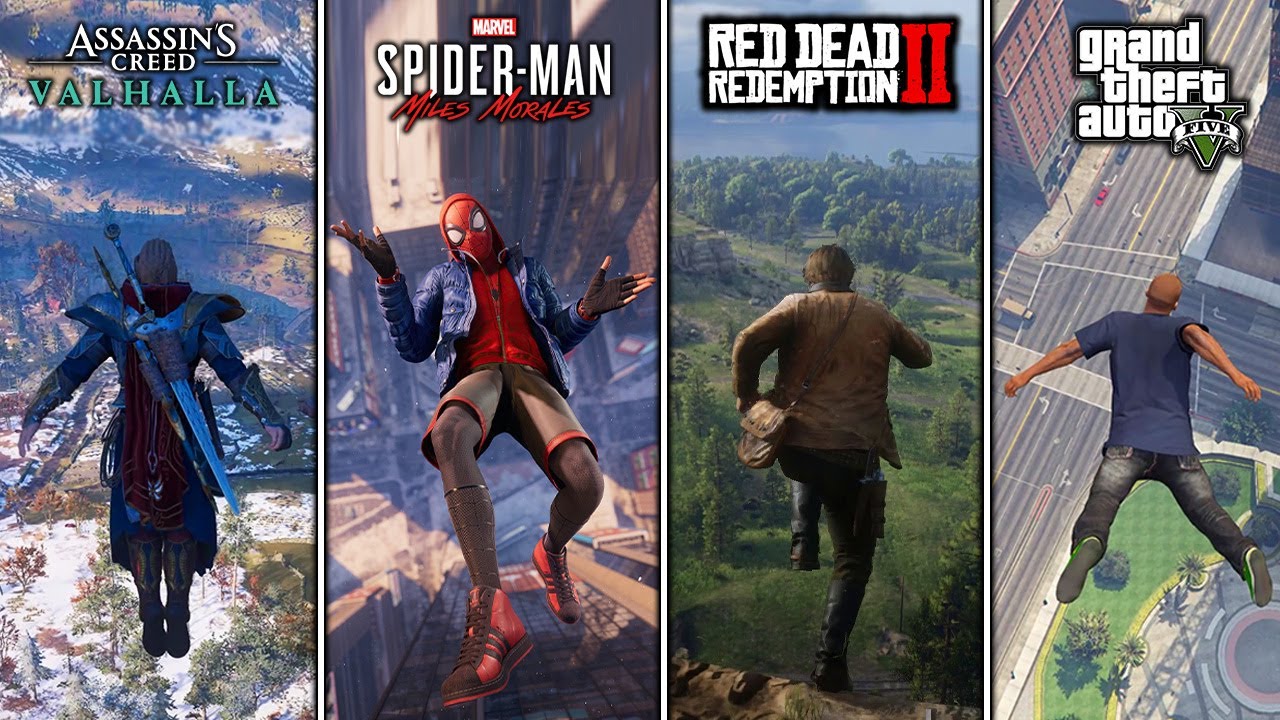 Jumping From the Highest Points in 20 Different Games - YouTube