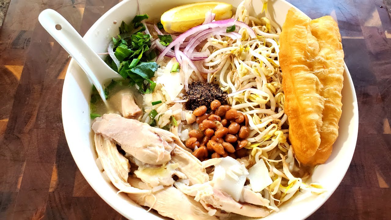 Chicken Congee with Thick Rice Noodles l Cambodian Recipe - YouTube