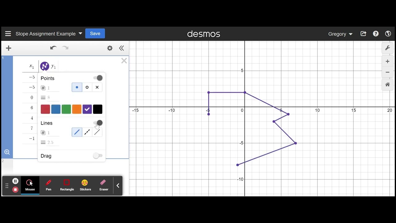 Slope Assignment Example 2 | Desmos - YouTube