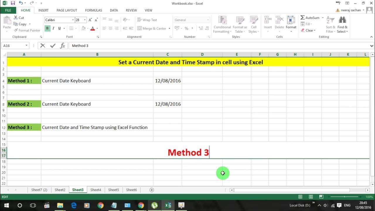 Adding Current Date and Time Stamp in Excel #Trick 8 - YouTube