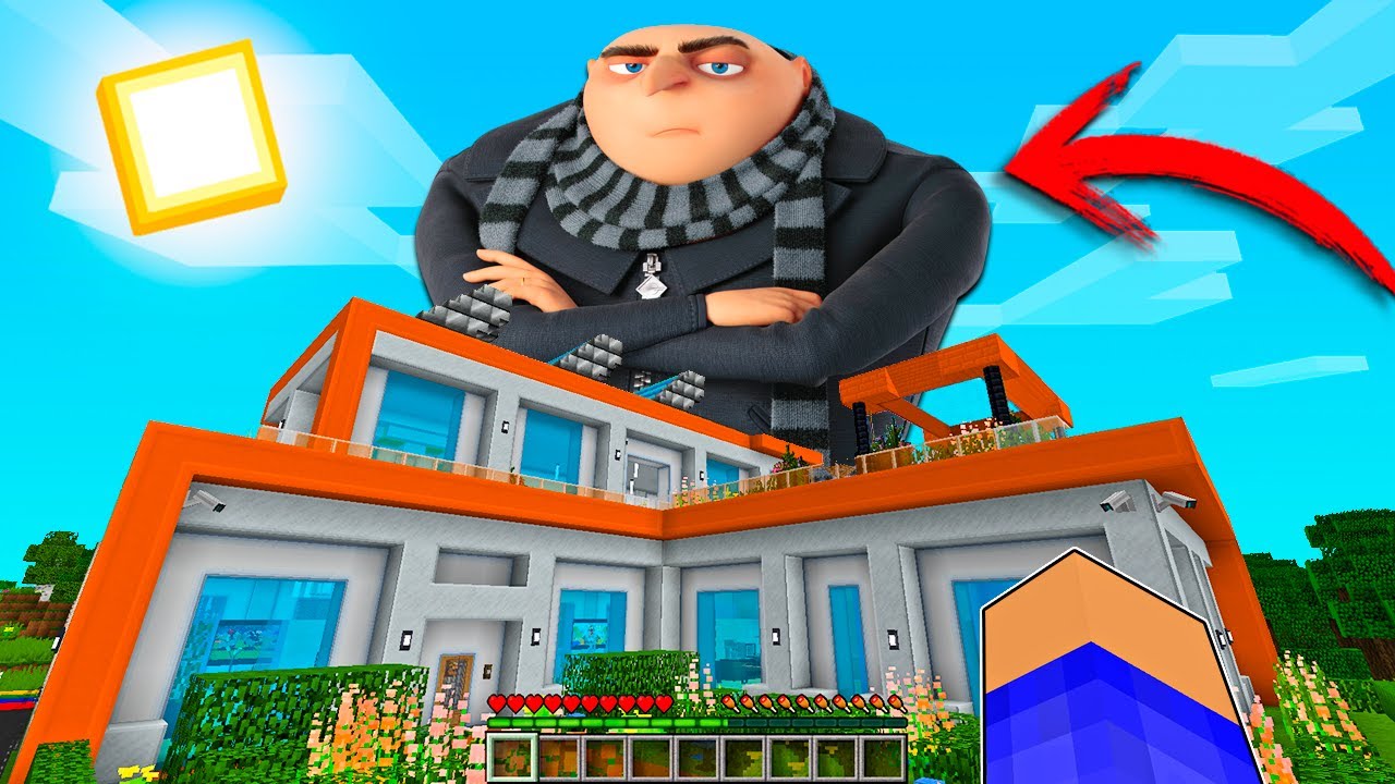 APARECE GRU MI VILLANO FAVORITO EN MI CASA EN MINECRAFT TROLL 😱 - YouTube