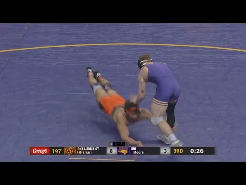 AJ Ferrari from OSU wrestles Keegan Moore from UNI at 197 pounds at ...