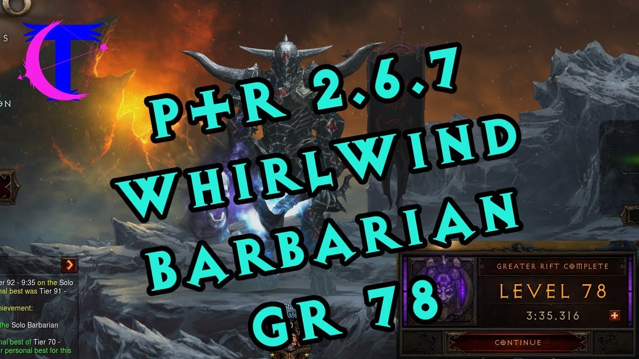 Diablo III PTR 2.6.7 - Barbarian Whirlwind changes (GR 78) + Season 19 ...