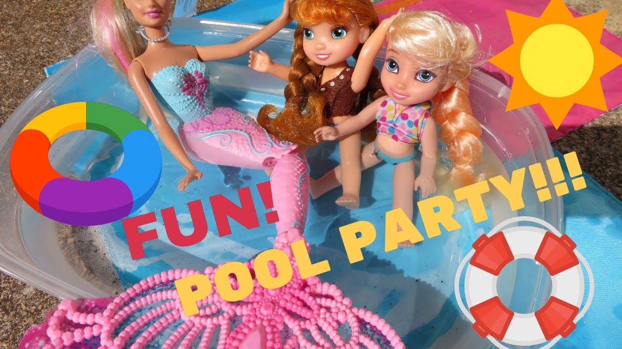 SUMMER POOL PARTY! Elsa and Anna JUMP in the POOL! - YouTube