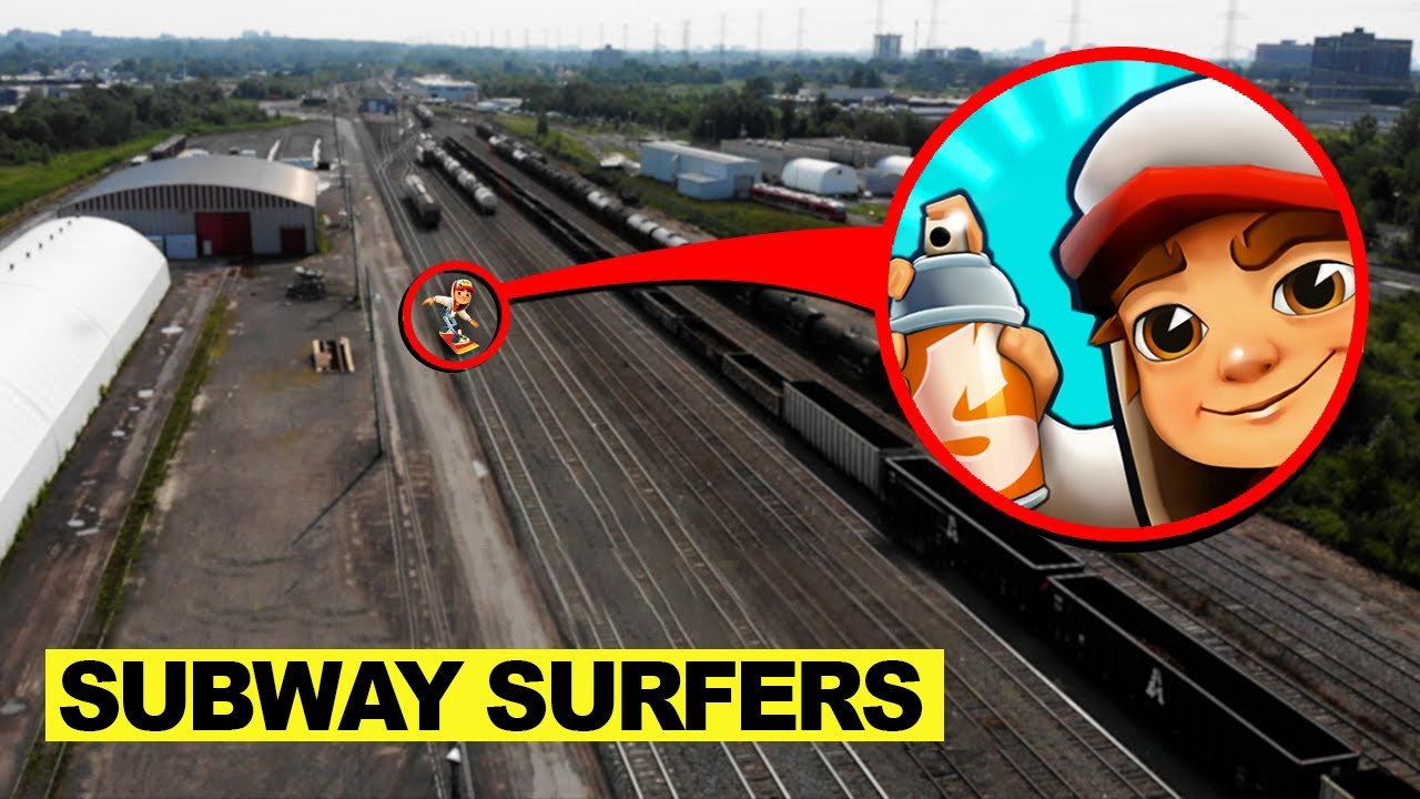 drone catches ALL SUBWAY SURFERS in real life - YouTube