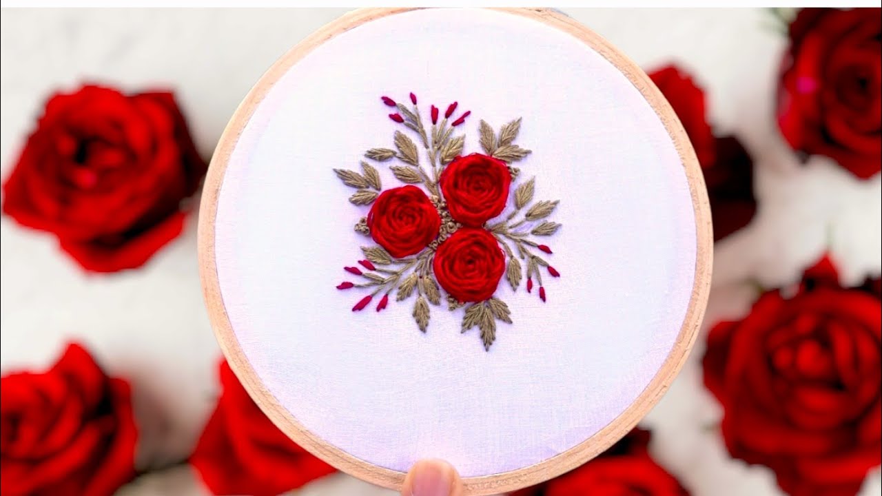 Easy Hand Embroidery: Simple Floral Bunch for Mini Hoop | Woven Rose ...