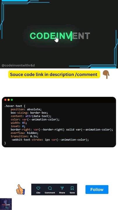 Highlighted Codeinvent On Hover Using Html Css Coding Webdevelopment Youtube 