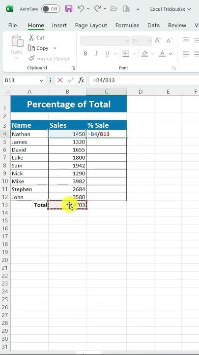 Calculate % of Total Sales in Excel with Quick Analysis! | Excel Tips & Tricks | Microsoft Excel ...