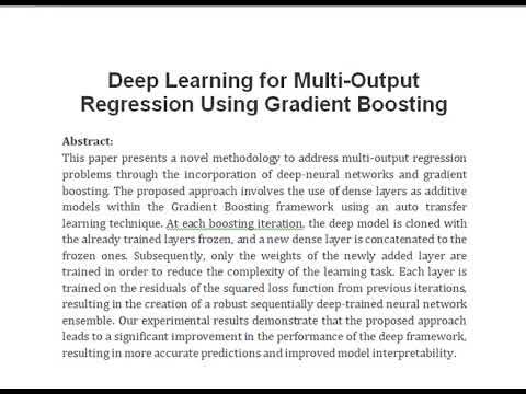 Deep Learning for Multi Output Regression Using Gradient Boosting - YouTube