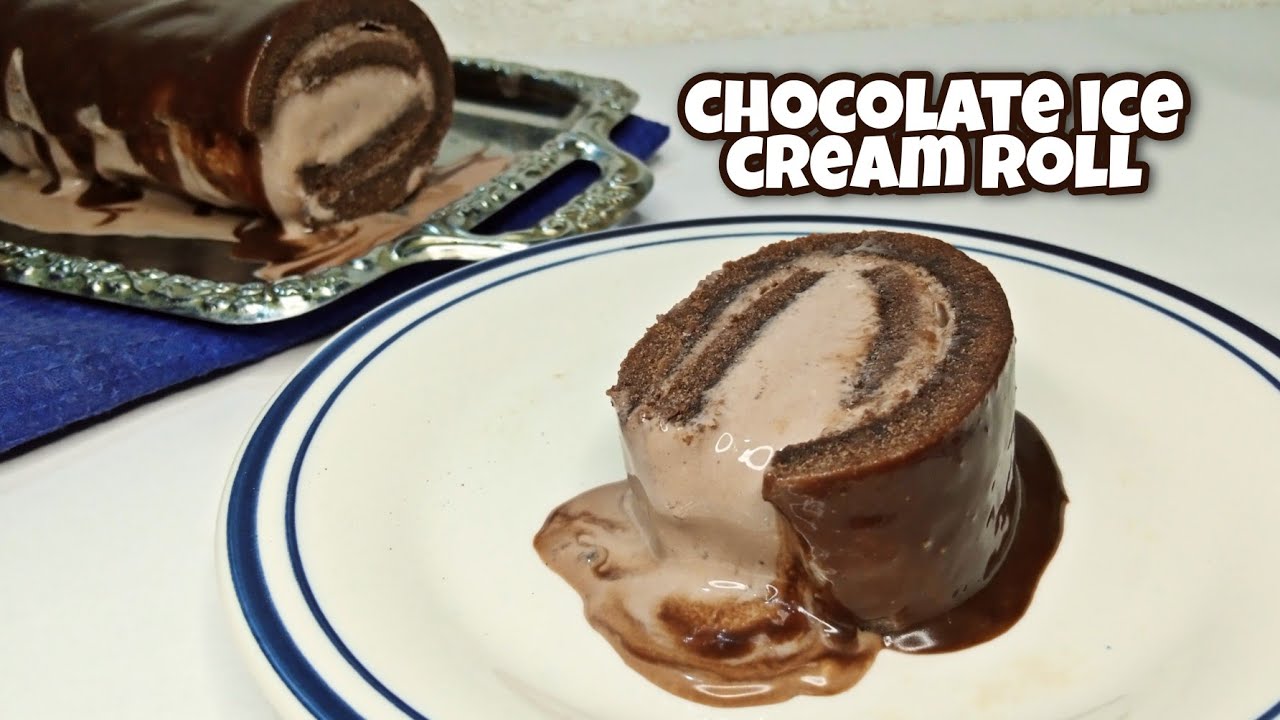 Chocolate Ice cream Roll Recipe with 3 ingredients Chocolate Ice cream ...
