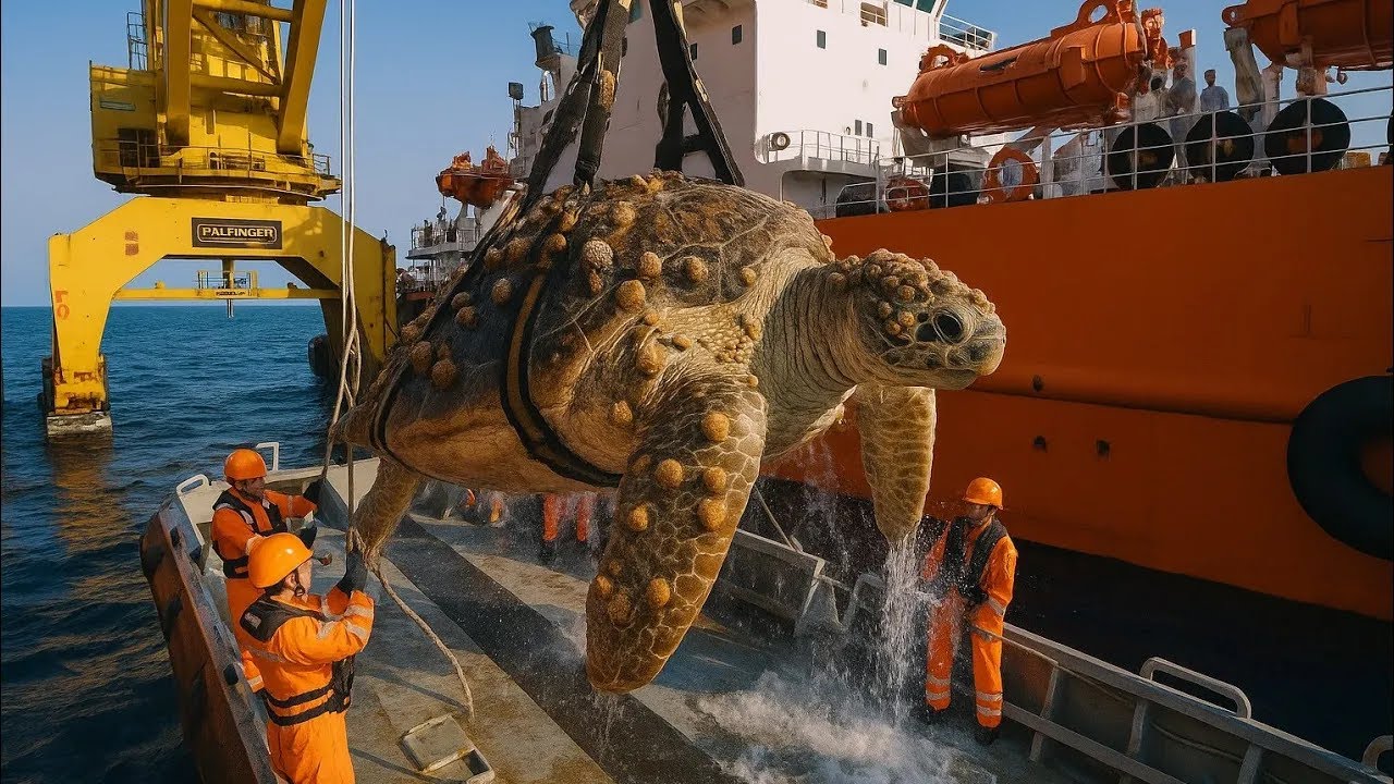 Giant Sea Turtle Covered in Barnacles Rescued by Ocean Team | Realistic ...