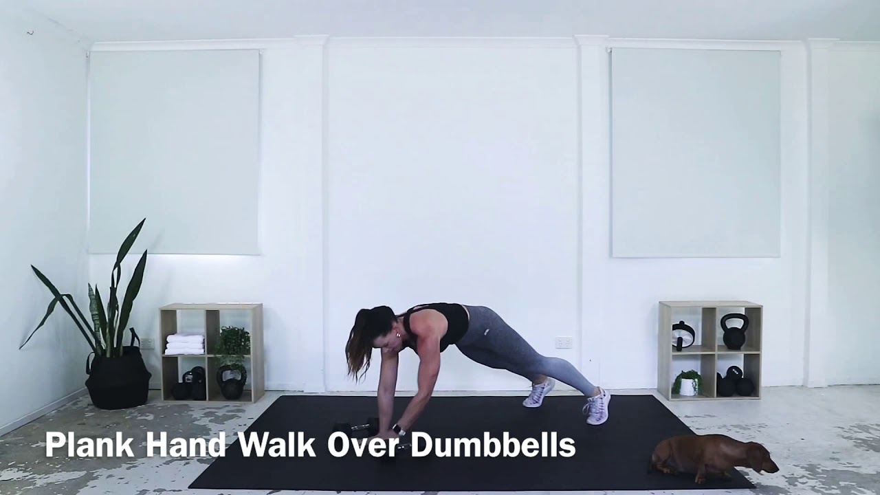 Plank Hand Walk Over Dumbbells - YouTube