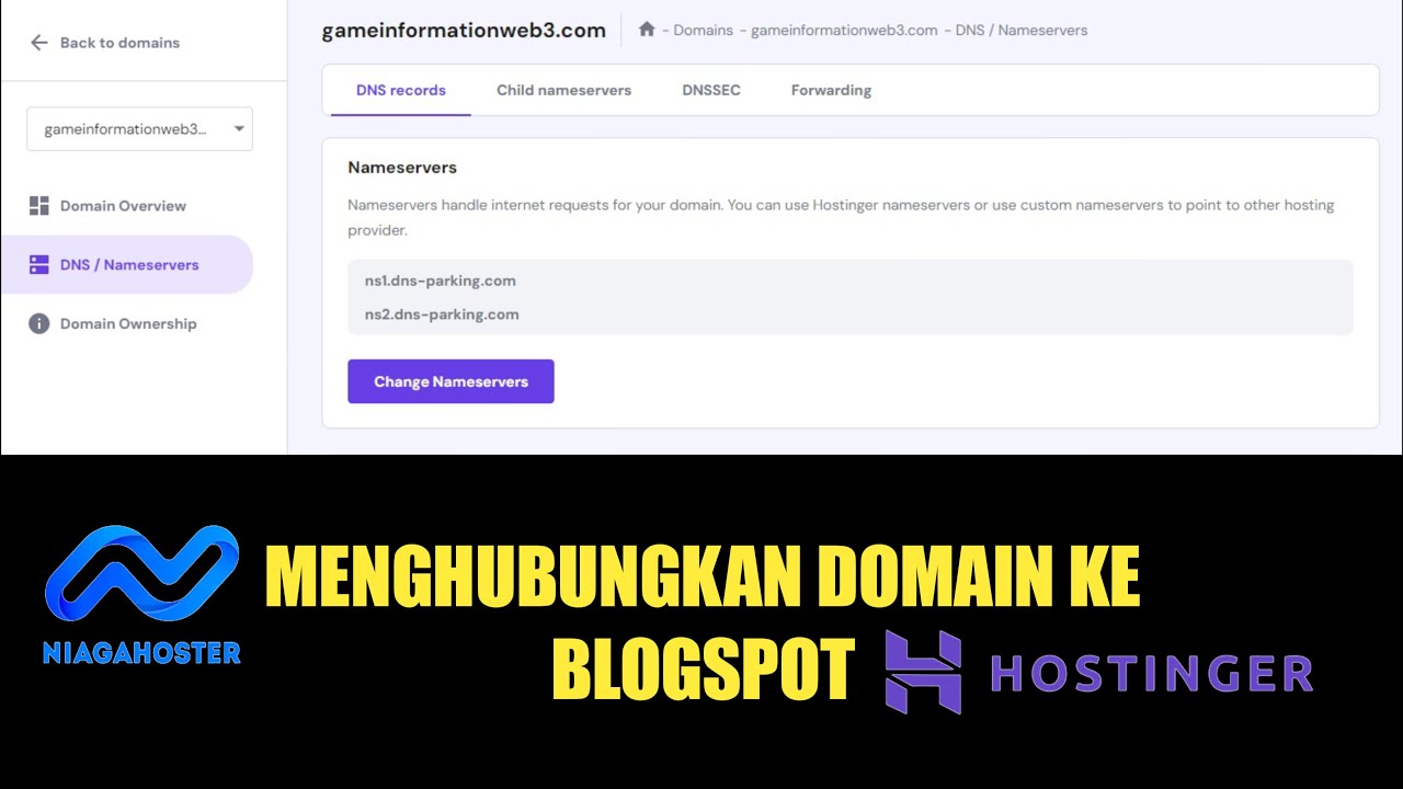 CARA MENGHUBUNGKAN DOMAIN (TLD) KE BLOGSPOT/BLOGGER [ NIAGAHOSTER , HOSTINGER ] - YouTube