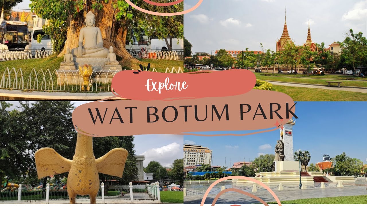 Walking tour at Wat Botum Park in Phnom Penh city of Cambodia - YouTube