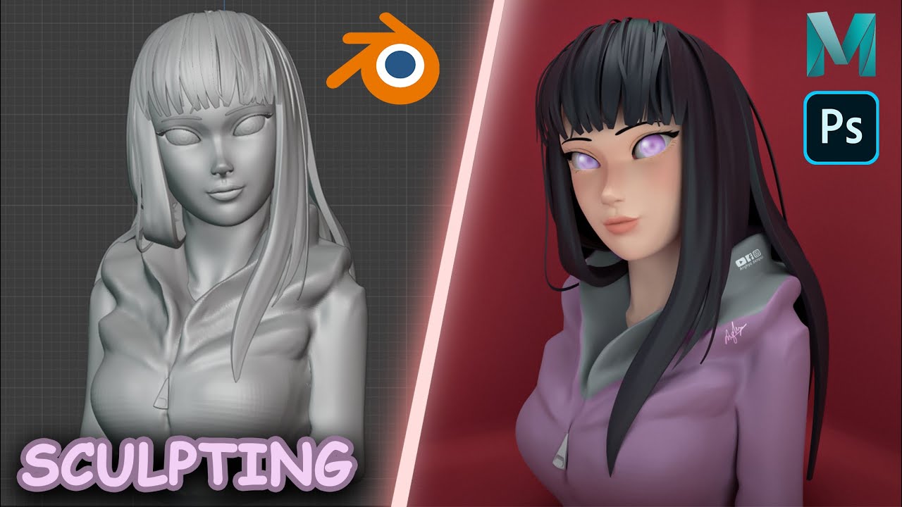 Learning Blender | PROJECT-2 | 2d to 3d | Blender sculpting | Hinata ...