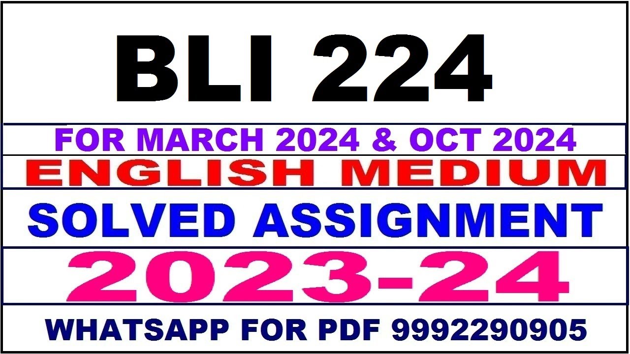 bli 224 solved assignment 2023-24 | bli 224 solved assignment in english 2024 | bli 224 2024 ...