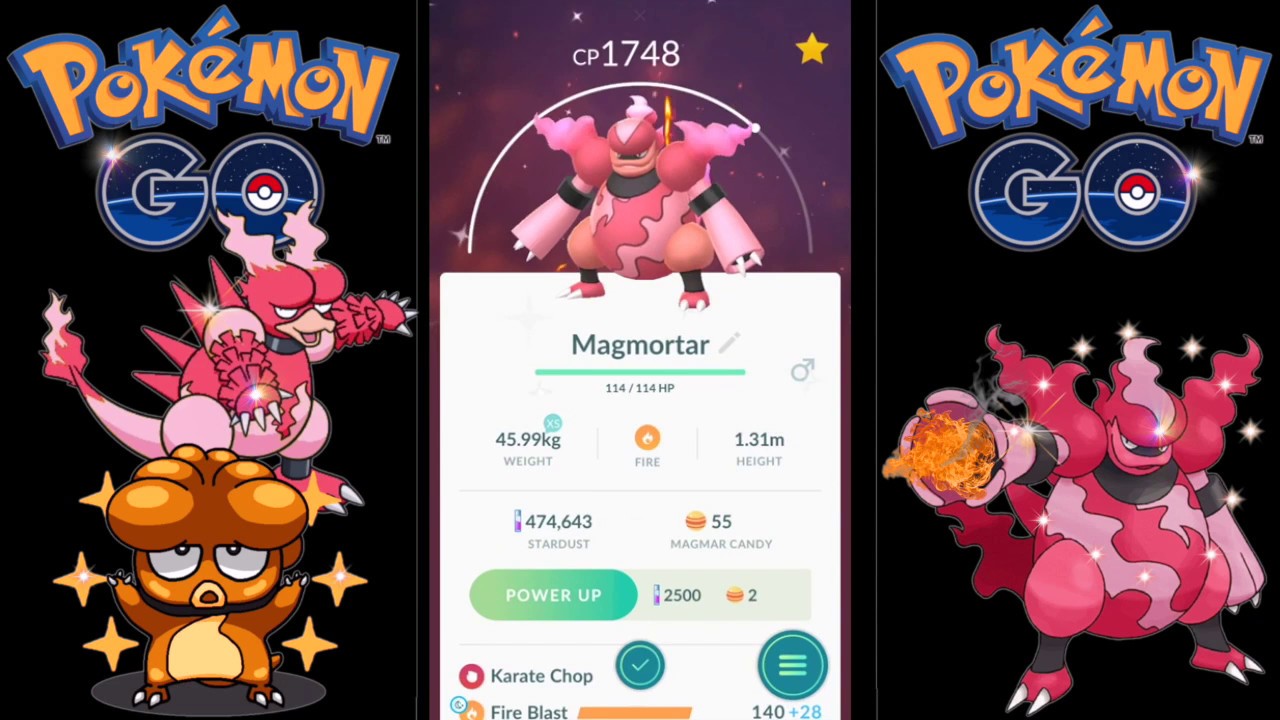 SHINY MAGBY EVOLUTION MAGMAR & MAGMORTAR SINNOH STONE POKEMON GO ...