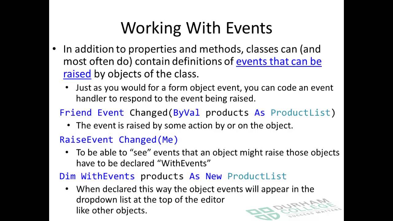 Working With Events - YouTube
