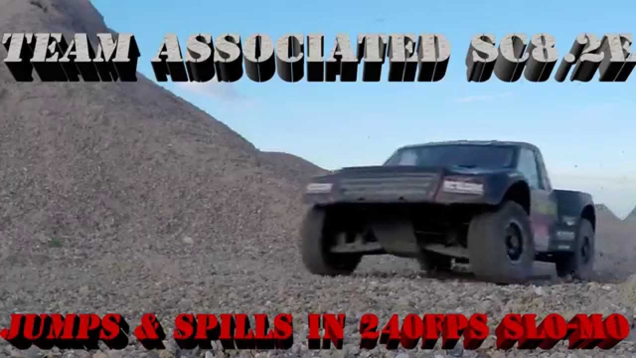 Team Associated SC8.2e Jumps & Spills in 240FPS Slo-Mo - YouTube