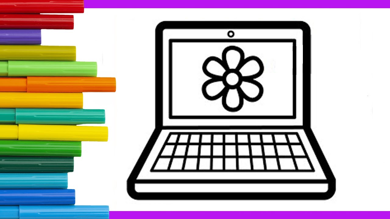 Laptop Drawing and Coloring For Kids and Toddlers | Painting and ...
