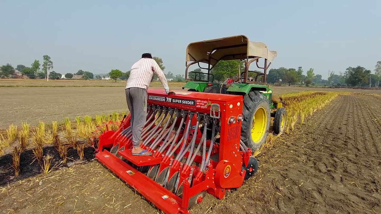 JOHNDEERE 5310 55HP TRACTOR WITH DASMESH 7FT SUPER SEEDER MACHINE BEST FIELD PERFORMANCE ...