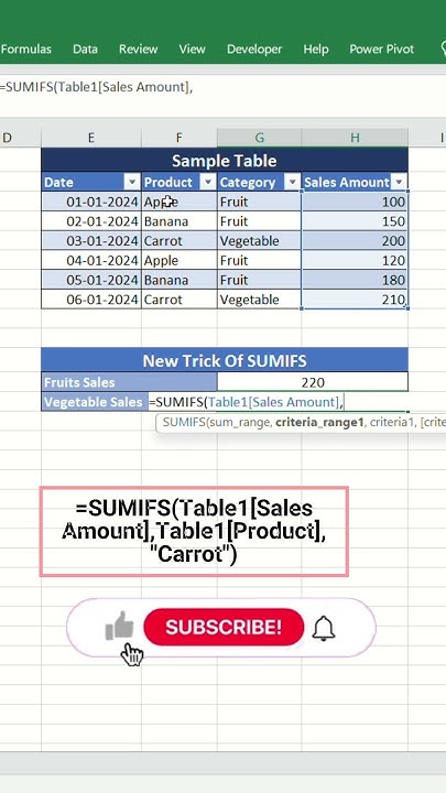 How to use SUMIFS Function in Excel #excel #tricks #shortvideo - YouTube