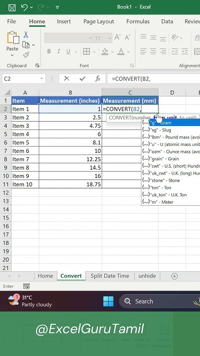 Master Excel's CONVERT Function: Quick Tutorial! 📐 - YouTube