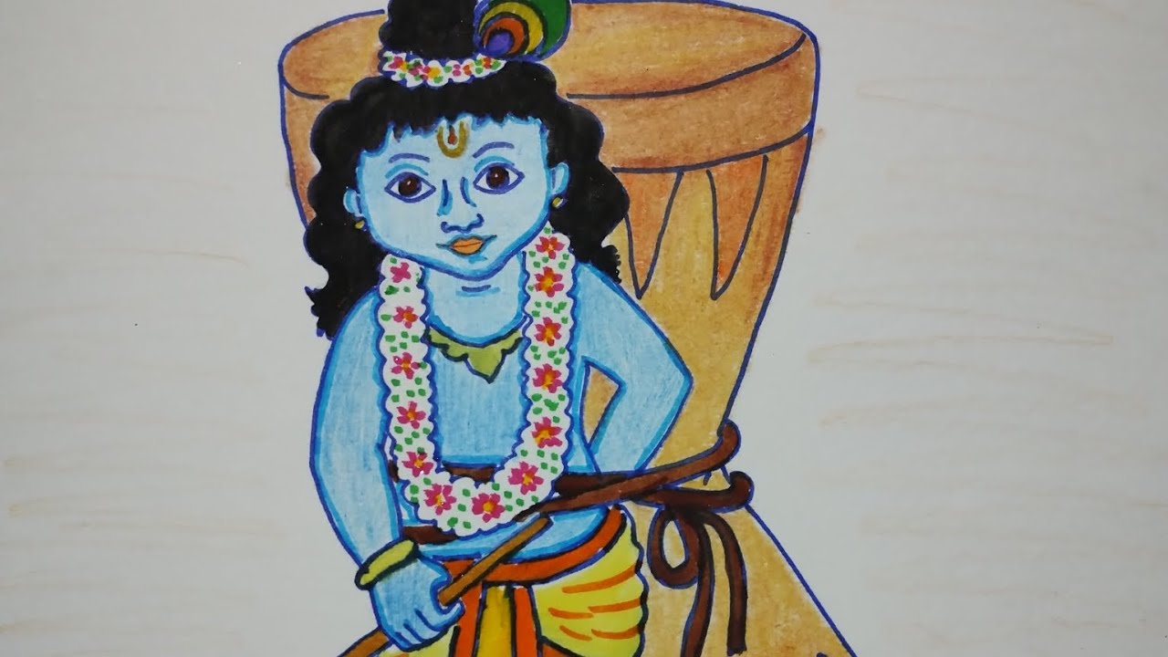 Drawing of little Krishna tied in Okhali 🙏🤗@artandfun4350 - YouTube
