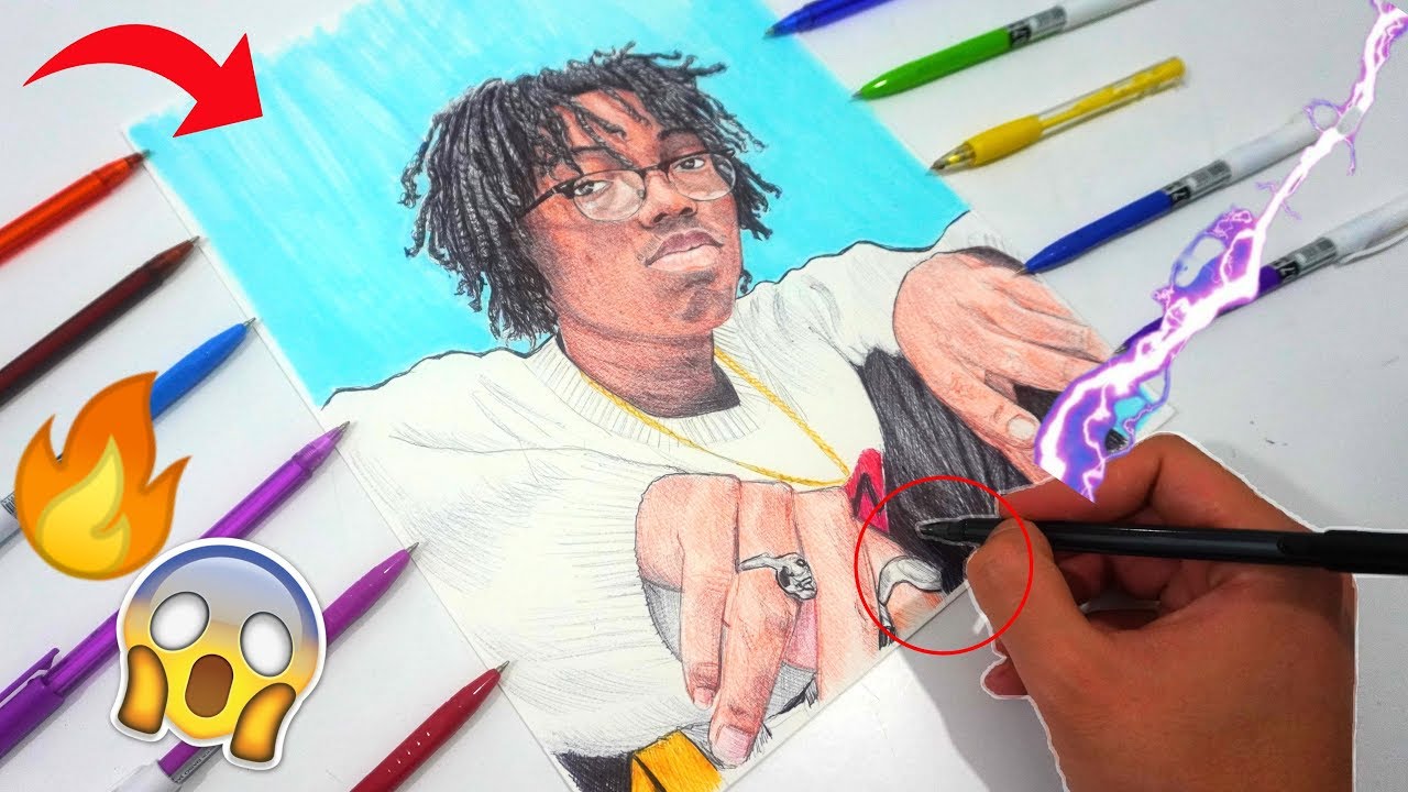Drawing LIL TECCA with Ballpoint pens !! - YouTube