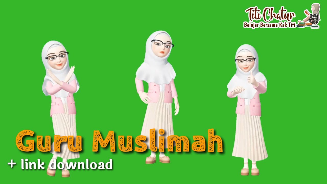 Green Screen Animasi Guru Muslimah Mengajar #freedownload - YouTube