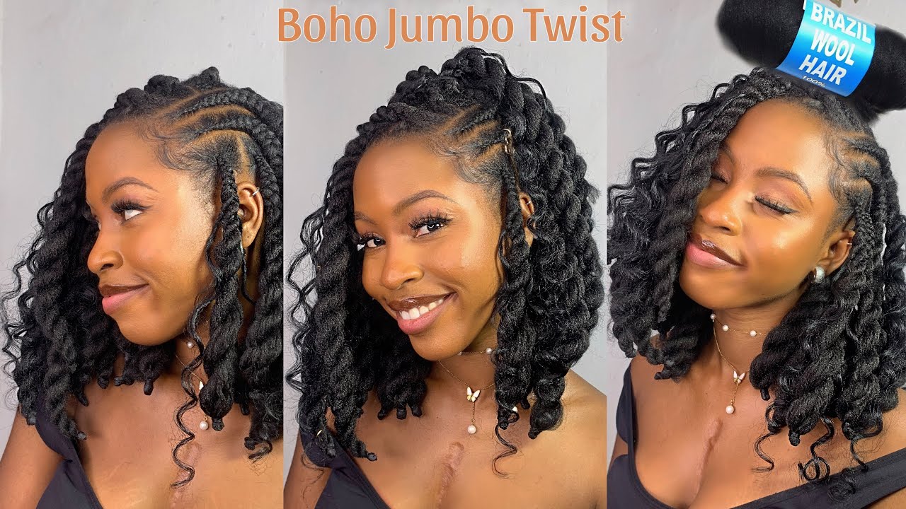😳 Mini Boho Twist Using Brazilian wool | in less than 1 hour - YouTube