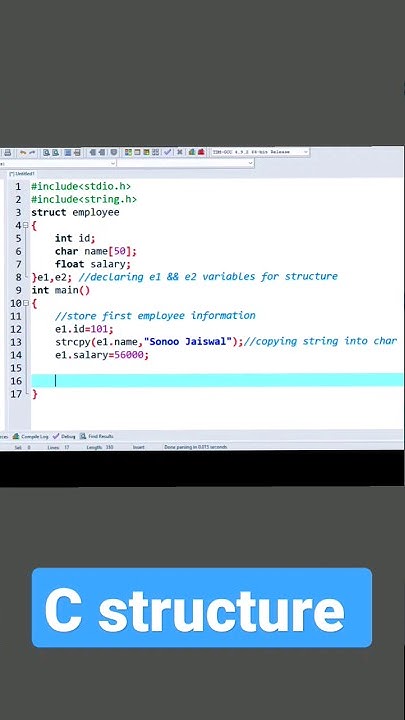 Structure in c| C Program to create employee structure#shorts - YouTube