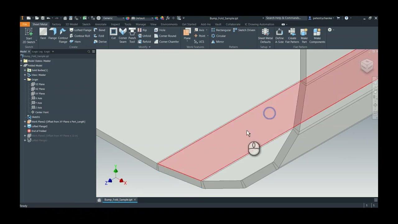 Inventor - Using the Lofted Flange for Bump Forming Designs - YouTube