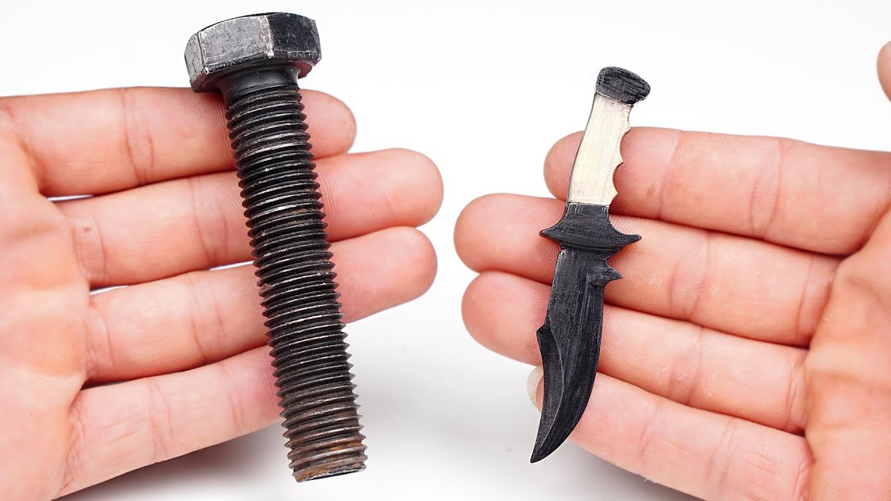 How to make a mini knife with bolts - YouTube