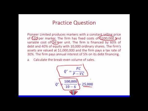 Breakeven Point (BEP), Degree of Operating Leverage (DOL) and Degree of ...