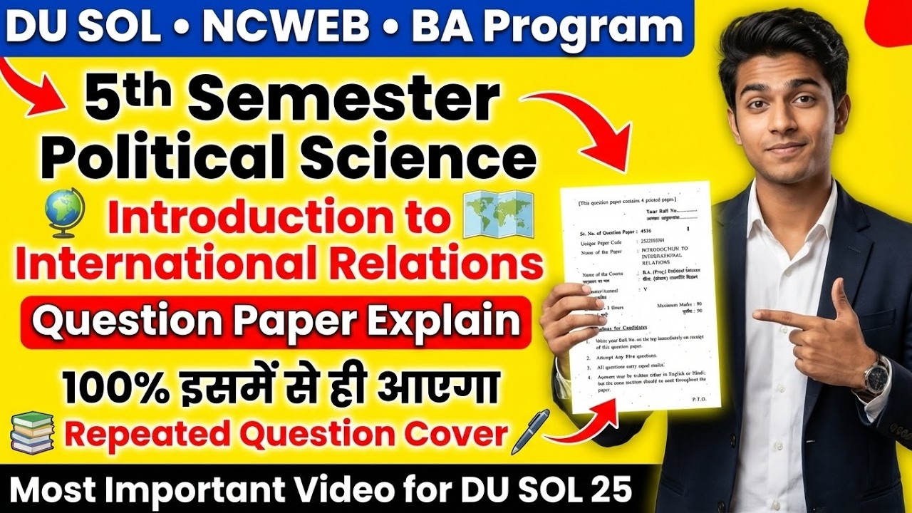 INTRODUCTION TO INTERNATIONAL RELATIONS 5th Semester Political Question ...