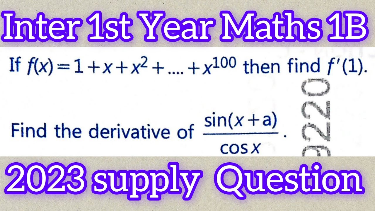 Inter 1st Year Maths 1B@Differentiation in telugu@maths naresh eclass - YouTube