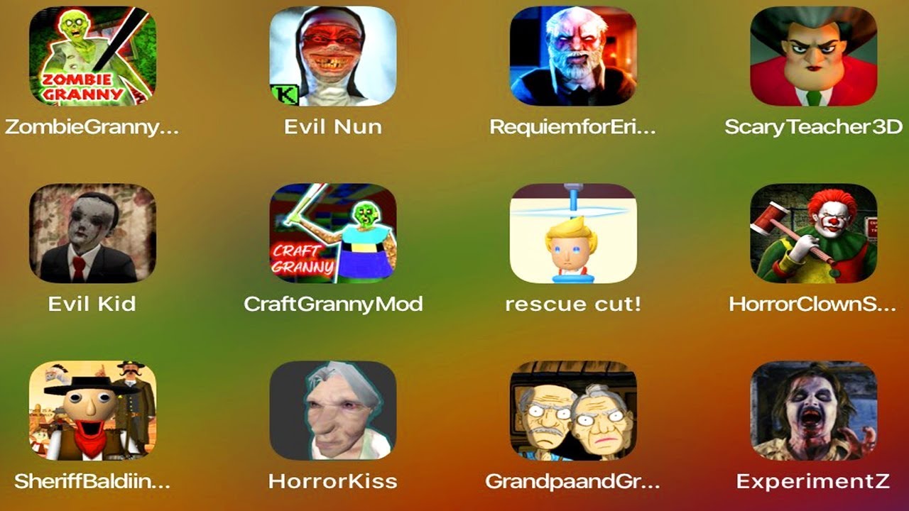 Zombie Granny,Evil Nun,Erich Sann,Scary Teacher 3D,Craft Granny,Rescue ...